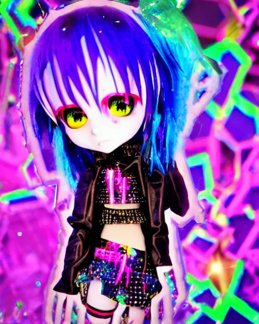 emo jester moe anime girl figurine, in neo tokyo hong | Stable ...