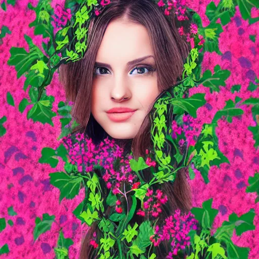 full body portrait of a woman covered in flowers and | Stable Diffusion ...