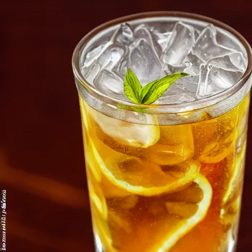 ice - t, iced tea glass with ice, hybrid, by alfons | Stable Diffusion ...