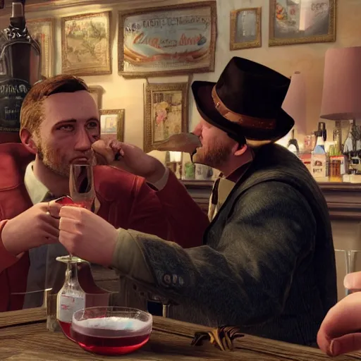 Arthur and Lenny getting drunk in Valentine | Stable Diffusion | OpenArt
