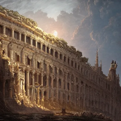 the holy castle of Medusa, with statues, | Stable Diffusion | OpenArt