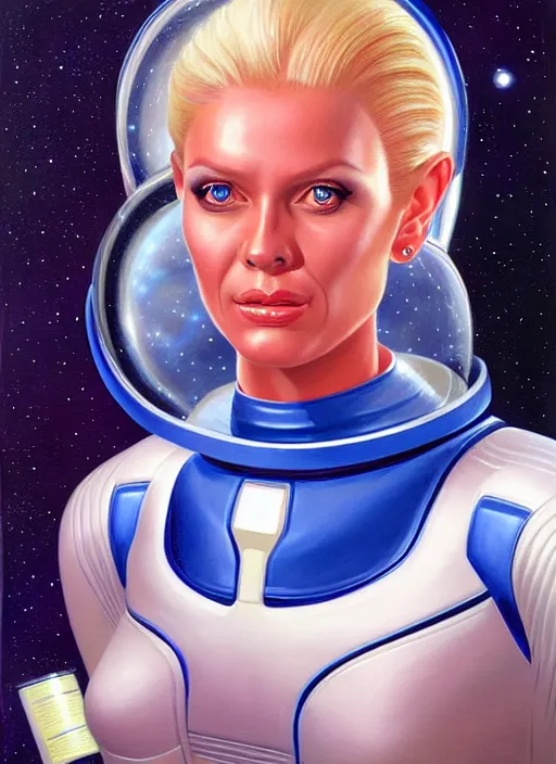 portrait of a blonde alien plejaren woman inside a | Stable Diffusion