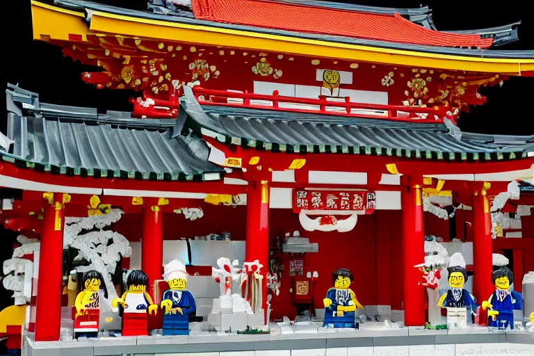 Lego set of Kanda Myojin shrine in Japan, studio | Stable Diffusion