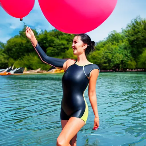 woman in wetsuit with balloon body | Stable Diffusion