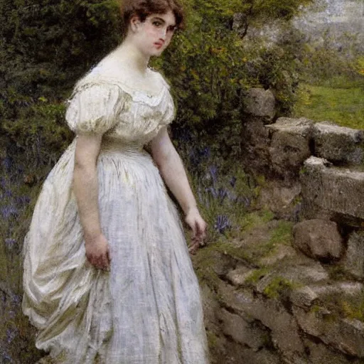 young victorian woman lost in a stone labyrinth by | Stable Diffusion ...