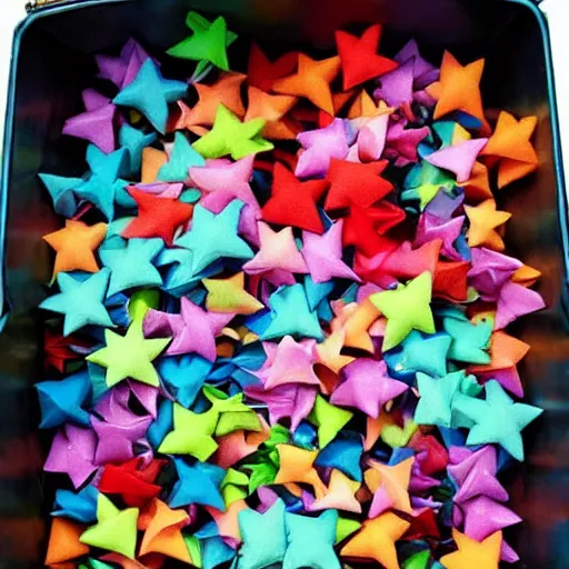 a container full of puffy colored origami stars, | Stable Diffusion ...