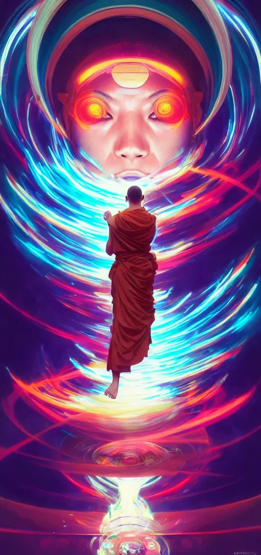 a floating monk, channeling swirling energy, wearing | Stable Diffusion ...