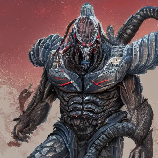 digital paint of The Predator in an ancient Japanese | Stable Diffusion ...