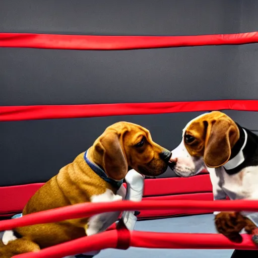 two beagle hound dogs boxing with fists, inside a | Stable Diffusion ...