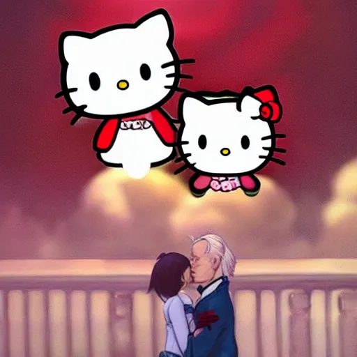 hello kitty and geese howard on a romantic date | Stable Diffusion ...