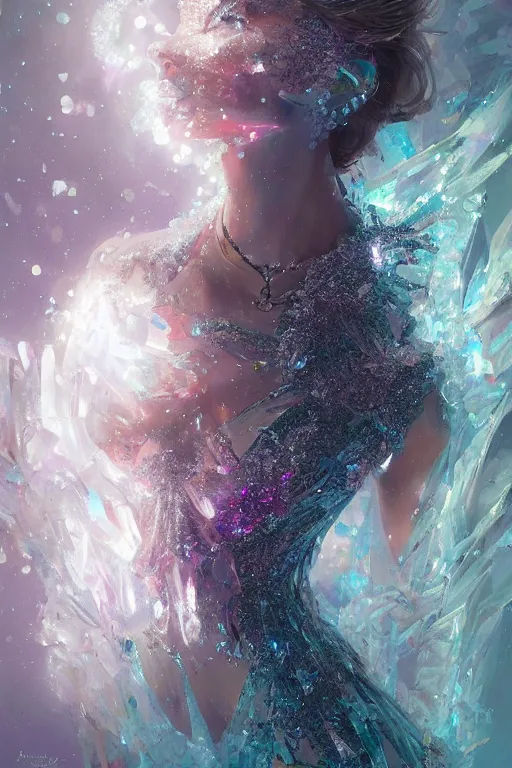torso closeup model wearing crystallized dress, | Stable Diffusion | OpenArt