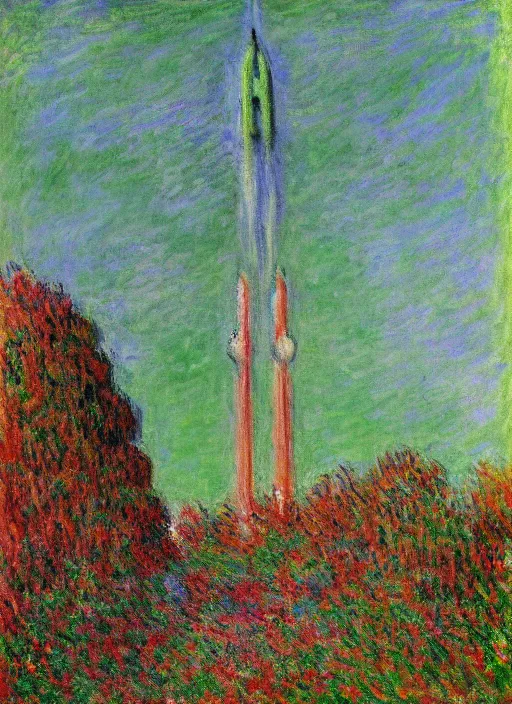 green rocket flying into space by claude monet | Stable Diffusion | OpenArt