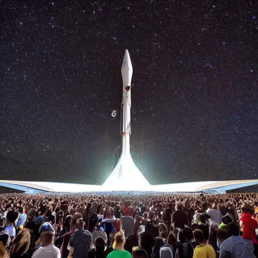 thousands of people next to a big spaceship | Stable Diffusion