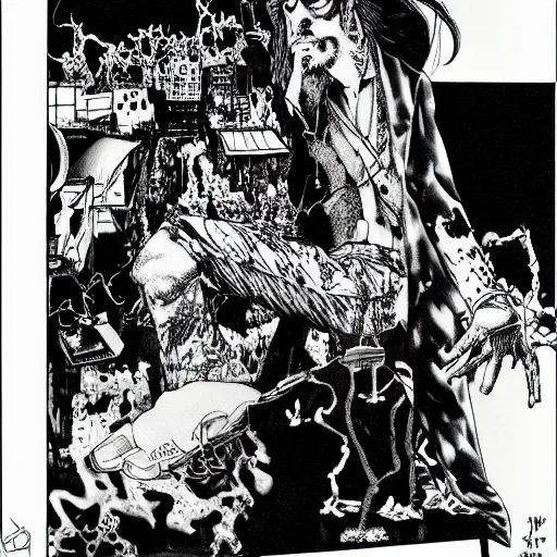 Frank Zappa Gantz manga panel award winning black and | Stable ...