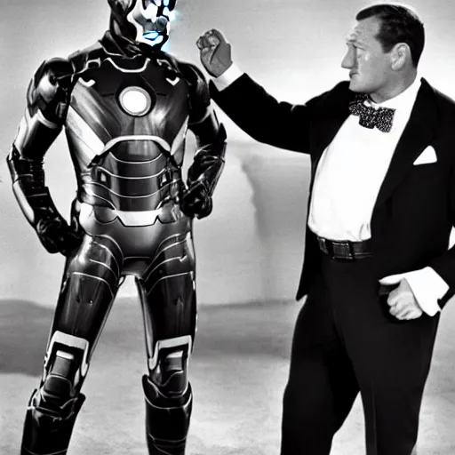 David Niven as Iron Man and John Wayne as Captain | Stable Diffusion ...
