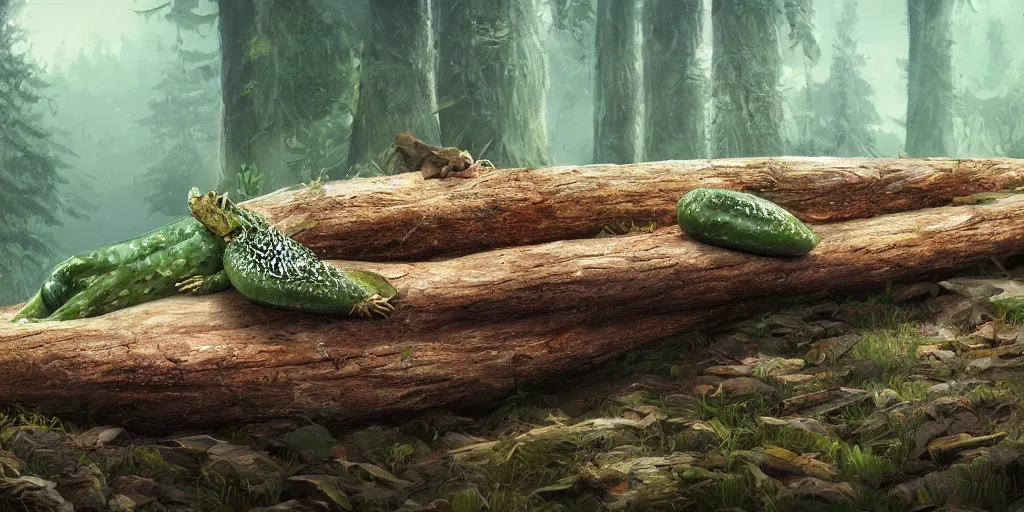 beautiful digital illustration of a pickle napping on | Stable ...