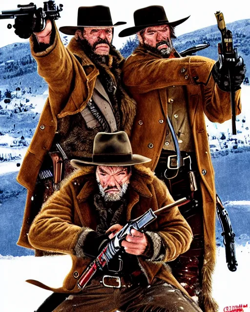 epic action gunfight scene from The Hateful Eight by | Stable Diffusion ...