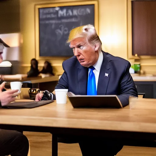 donald trump working in starbucks, reality, realistic, | Stable ...