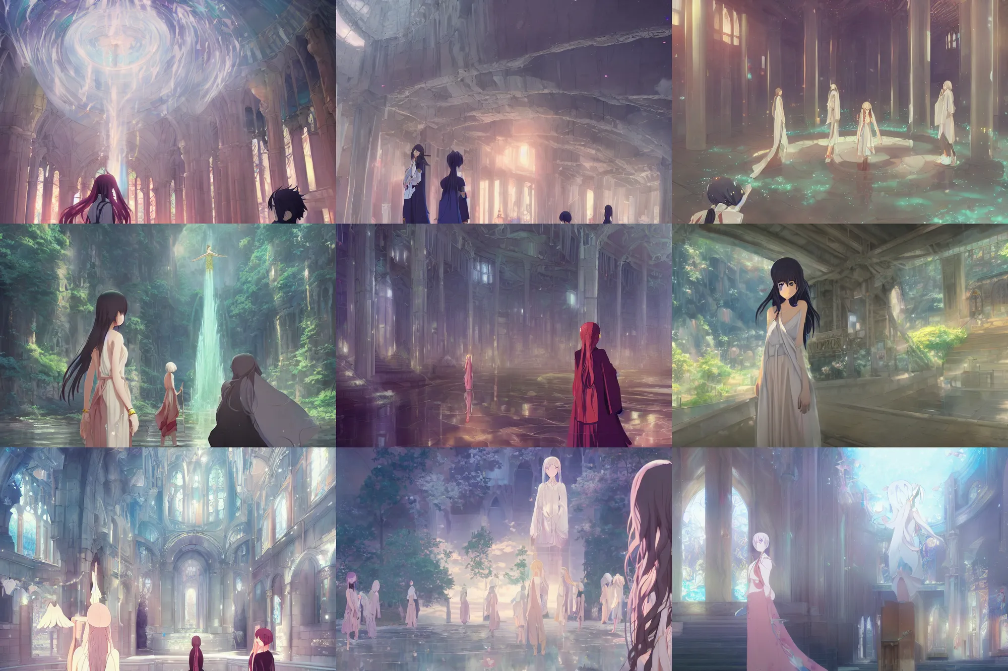 inside the holy water goddess temple, anime, a fantasy | Stable ...