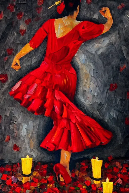 cubism oil painting of spanish flamenco dancer in | Stable Diffusion