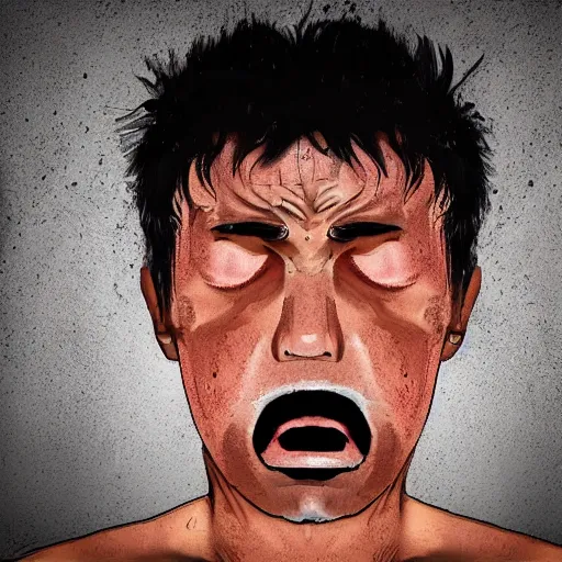 crying prisoner alone in his cell setting using an | Stable Diffusion ...