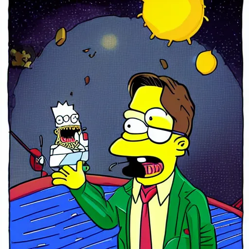 elon musk, by matt groening, simpsons artist, cartoon, | Stable ...