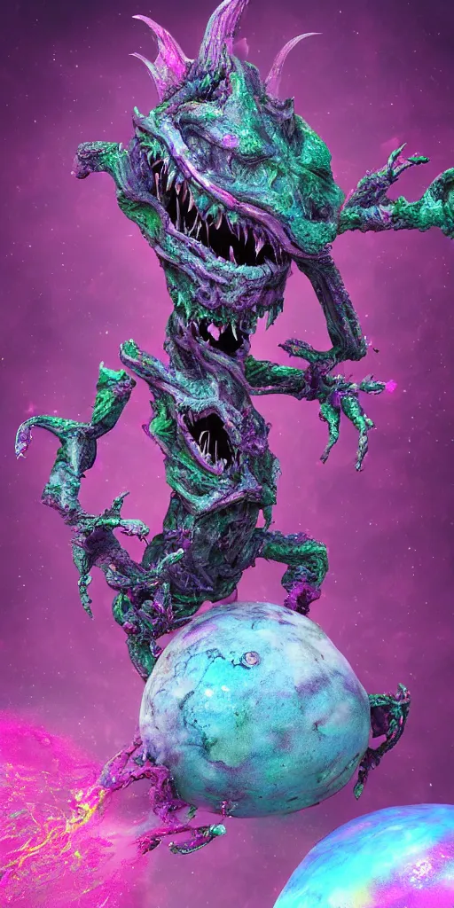 a cosmic weird horror creature made of toxic candy and | Stable ...