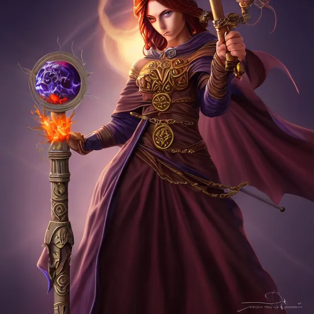 elemental mage with staff, artgerm, anne stokes, | Stable Diffusion ...