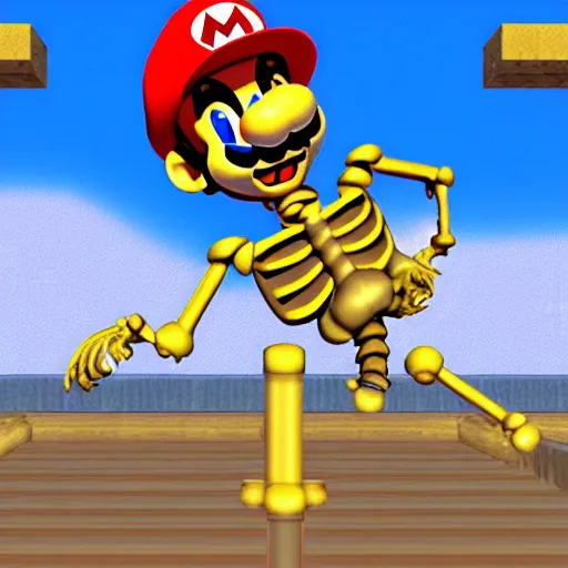 A skeleton in the game Super Mario 64 | Stable Diffusion | OpenArt