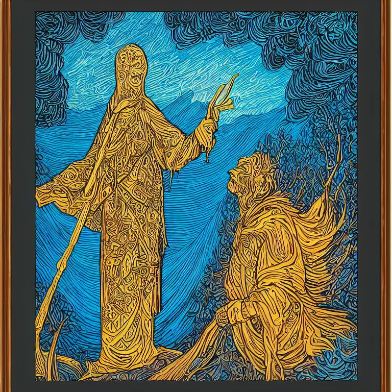 A highly detailed crisp 2D god like figure with small | Stable Diffusion