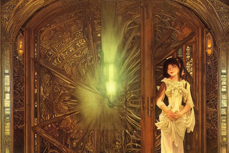 large rustic intricately decorated wooden double door, | Stable Diffusion | OpenArt