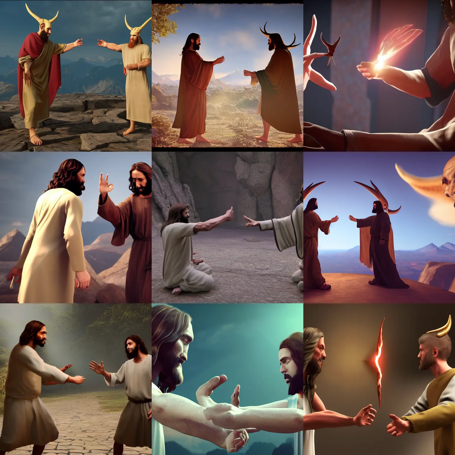 cinematography picture of jesus and the devil with | Stable Diffusion ...