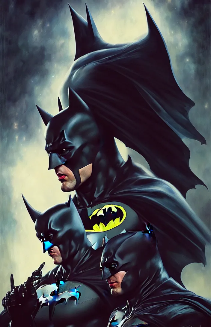 a portrait of batman standing with the batmobile by | Stable Diffusion ...