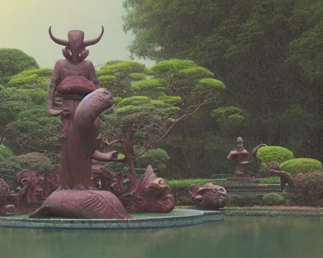strange weird pagan japanese garden with a gigantic | Stable Diffusion ...