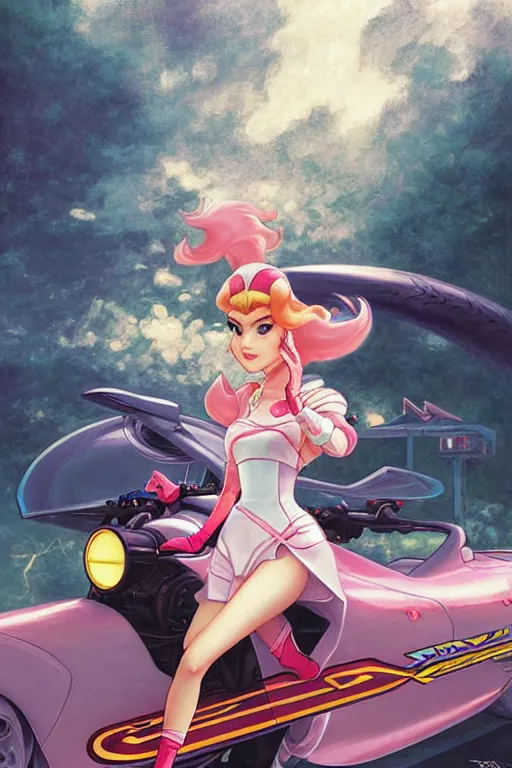 racer princess peach style of speed racer, retro | Stable Diffusion ...