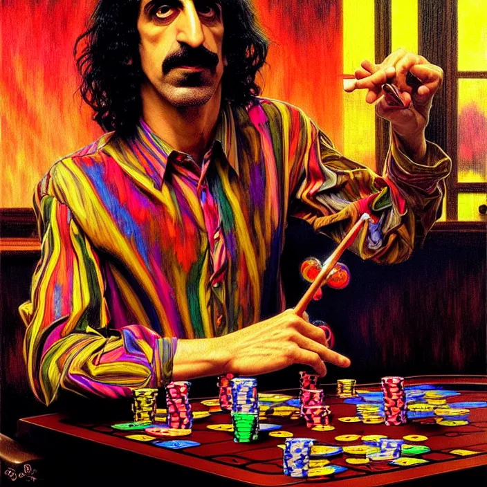 bright psychedelic portrait of frank zappa playing | Stable Diffusion ...