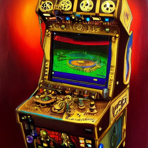 steampunk video arcade, oil painting | Stable Diffusion | OpenArt