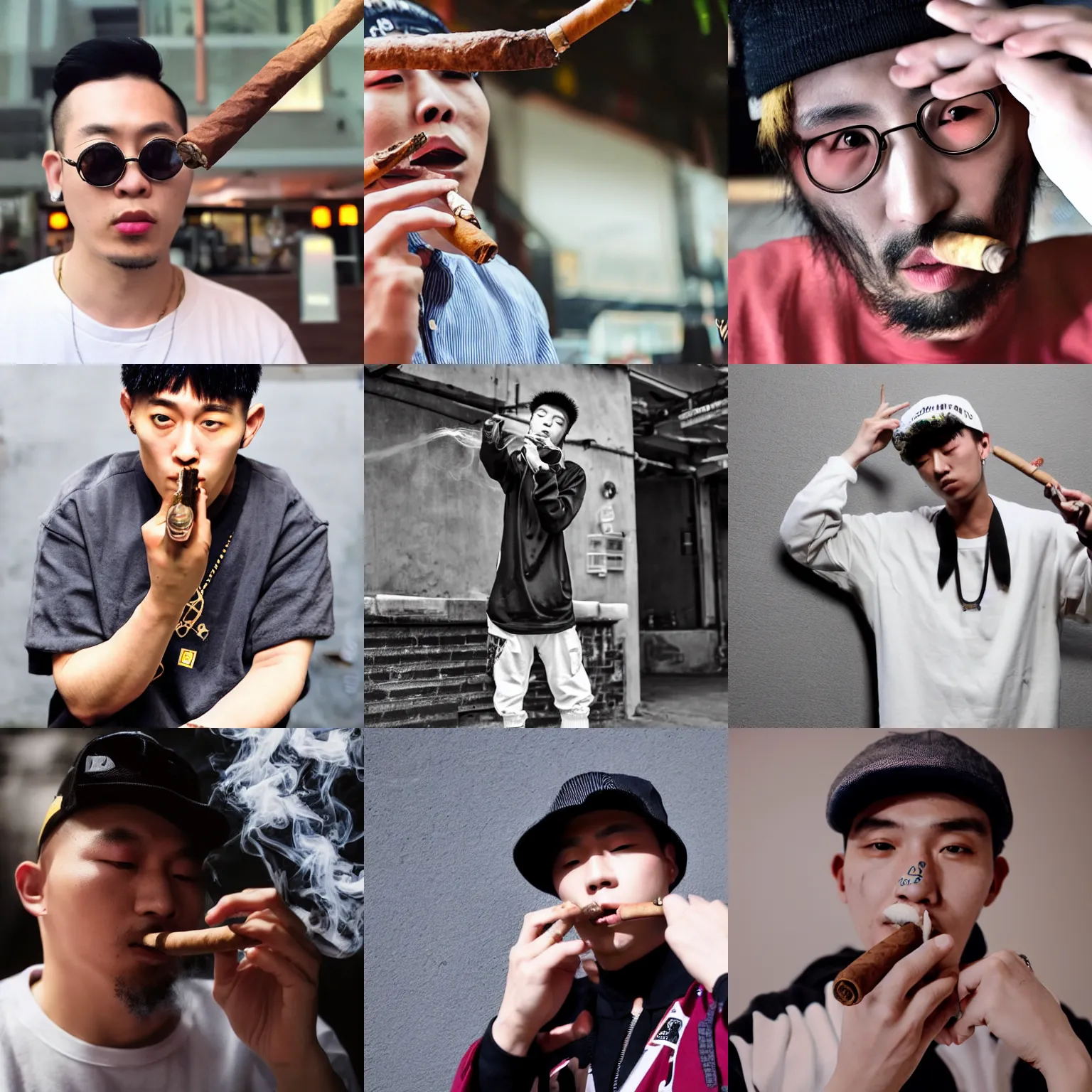 Taiwan hip hop rapper Dwagie smoking a cigar | Stable Diffusion | OpenArt