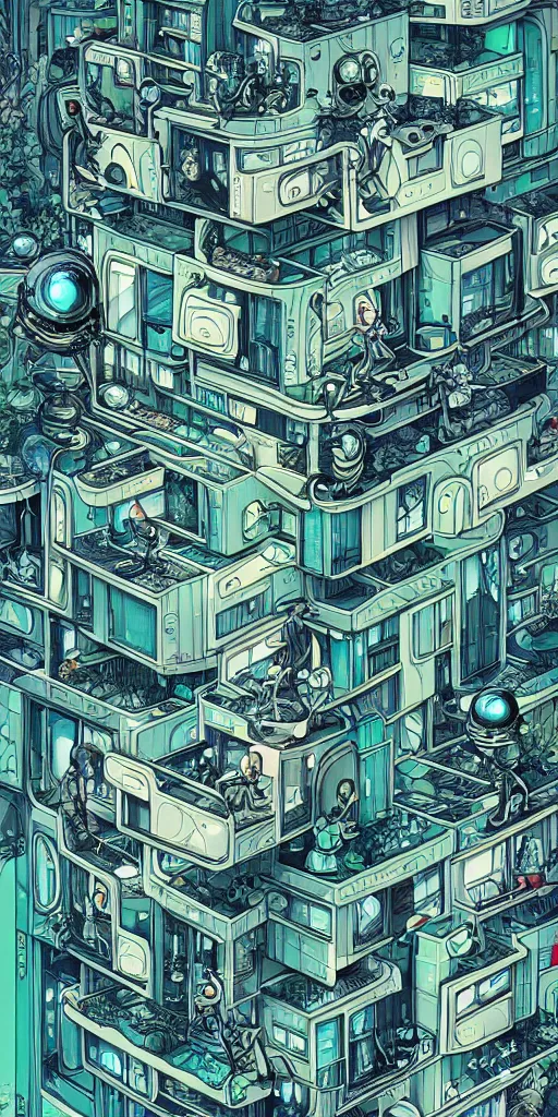 crazy alien apartments pods extremely detailed, sharp | Stable ...