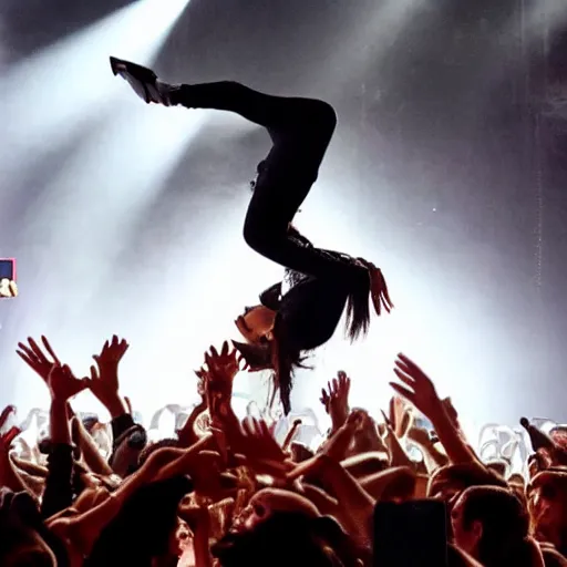 Ariana Grande doing a backflip in a the craziest punk | Stable Diffusion