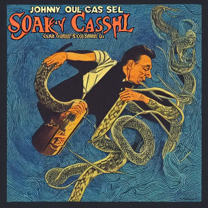 album cover for the Johnny Cash and Snake Oil colab | Stable Diffusion ...