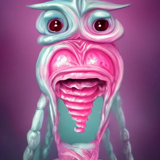 crying pink living ice cream creature, digital art, | Stable Diffusion ...