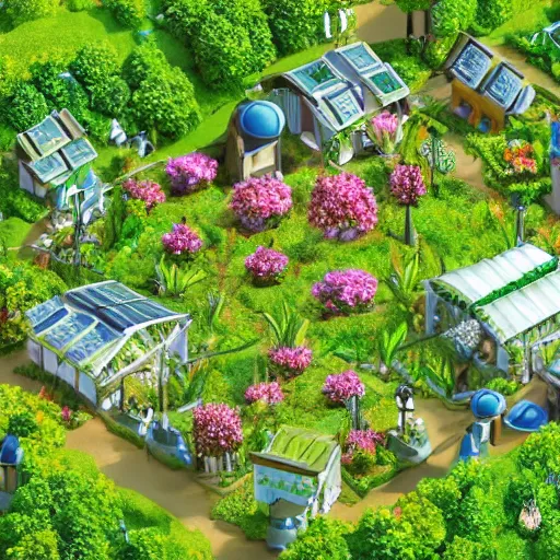 solarpunk village green blossoming nature highly | Stable Diffusion | OpenArt