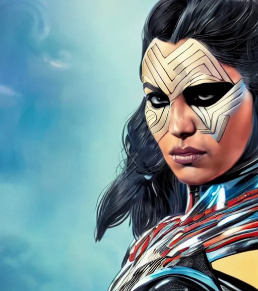 maori female android, by MARVEL comics and Sandra | Stable Diffusion ...