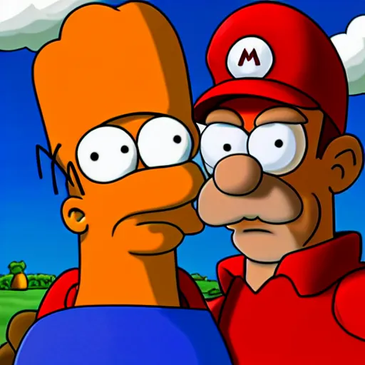 homer and mario | Stable Diffusion