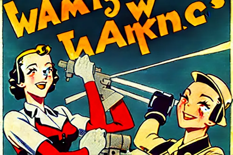 1940s, war, anime, poster, smiling tanks | Stable Diffusion