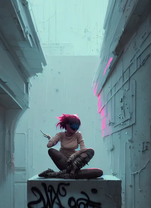 highly detailed matte painting, of punk girl sitting | Stable Diffusion ...