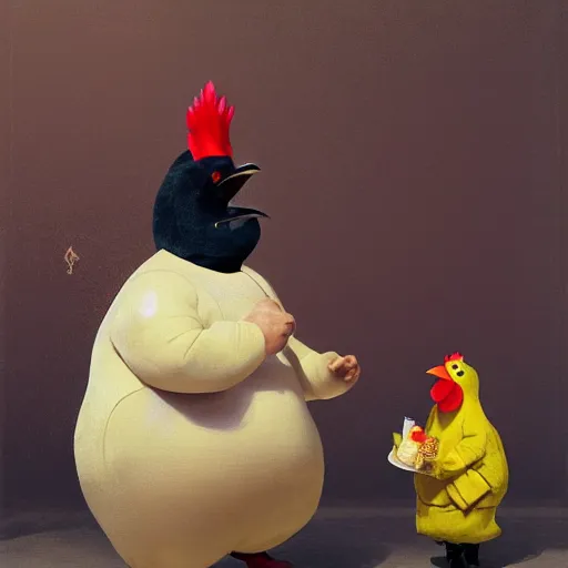 portrait of an big fat asian man dressed as a chicken, | Stable ...
