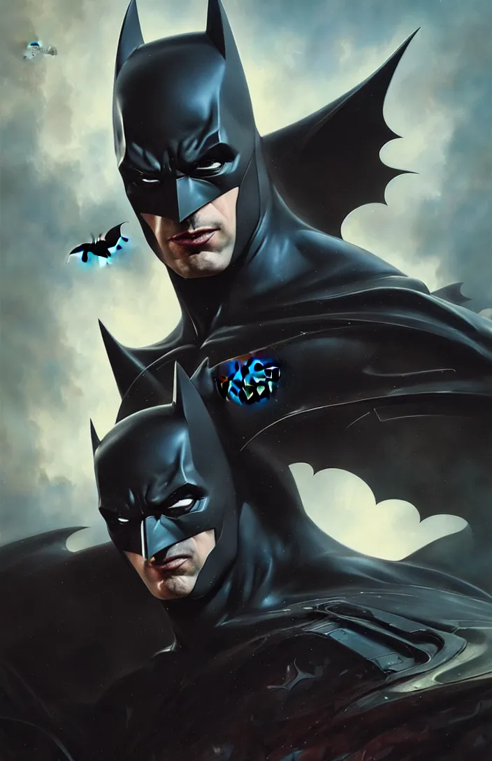 a portrait of batman standing with the batmobile by | Stable Diffusion ...