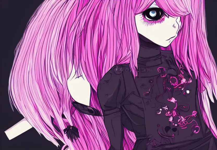 little android girl with eccentric pink haircut | Stable Diffusion ...